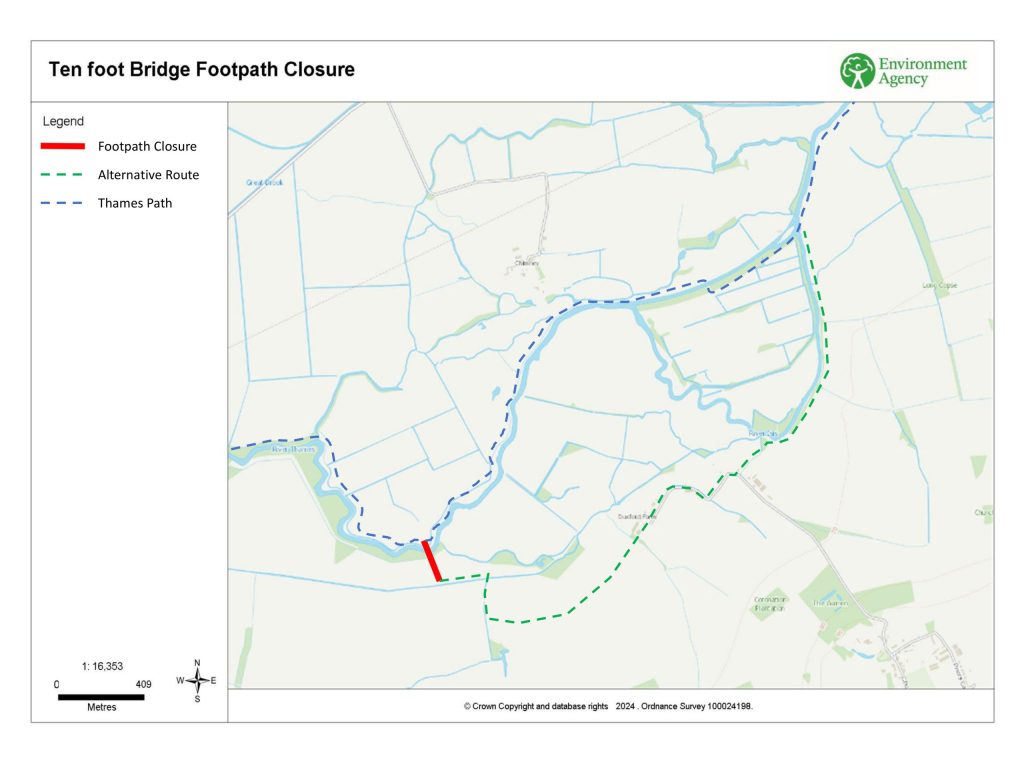 Temporary Footpath Closure at Chimney, Footbridge between Rushey and ...